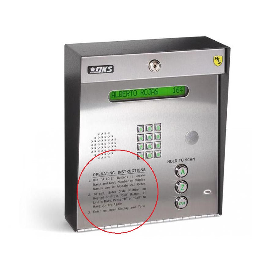 Doorking 2599-185 Telephone Entry Label – PSS Store